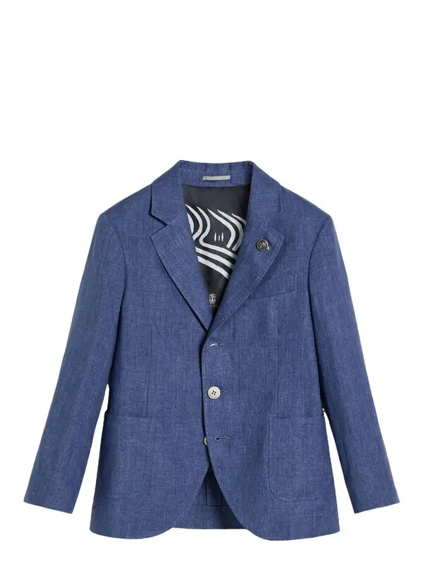 Brunello Cucinelli Délave Linen Double-breasted Blazer - Denim Blue