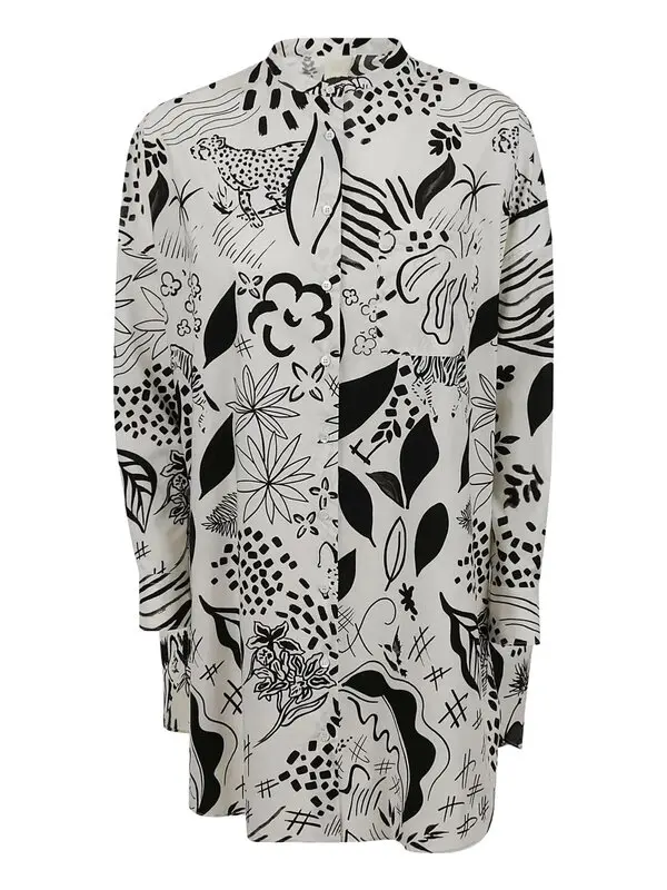 Aspesi Printed Button-down Shirt With Pleats - Gray