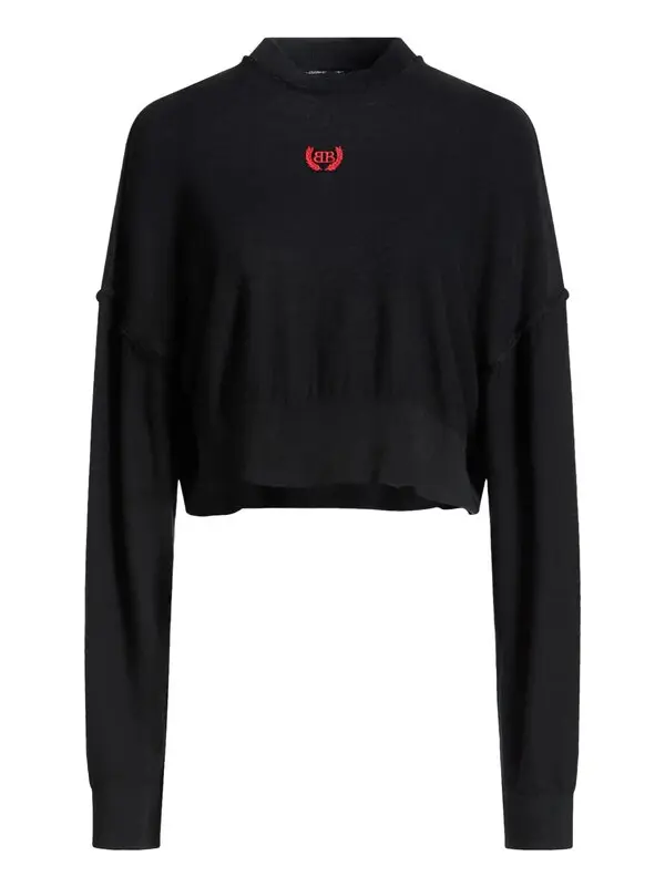 Balenciaga Embroidered Logo Crewneck Jumper - Black