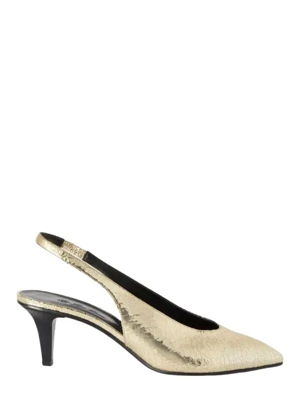 Loro Piana High-heeled Slingback Sandals With Cracked Texture - Golden