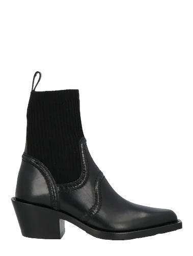 Chloé Patchwork Ankle Boots With Cuban Heel - Black