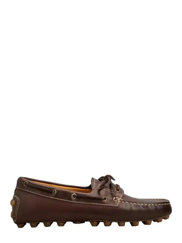 TOD'S Calfskin Boat Shoes With Rubber Inserts - Brown