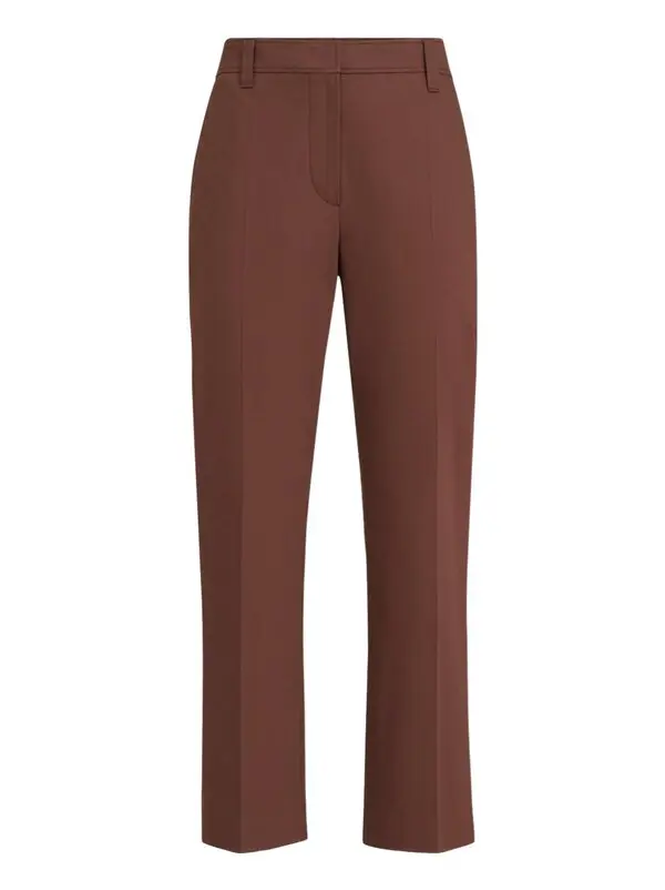 Brunello Cucinelli Stretch Cotton Twill Cigarette Trousers With Monili Embellishment - Red