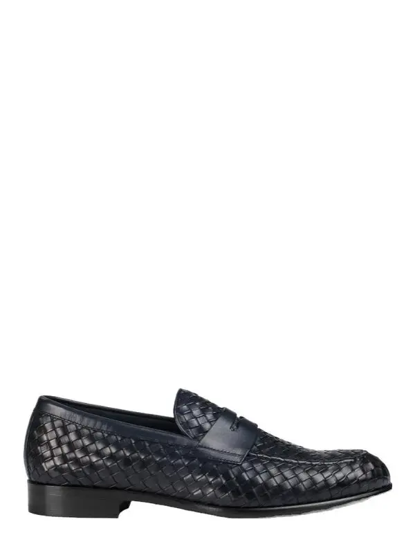 DOUCAL'S Round Toe Woven Slip-on Loafers - Blue