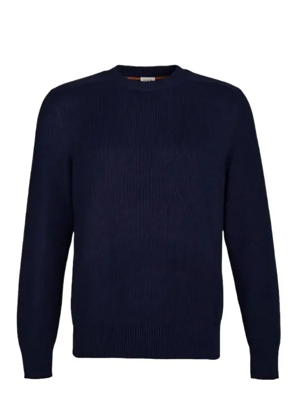 TOD'S Ribbed Silk-cotton Blend Crew Neck Pullover - Blue