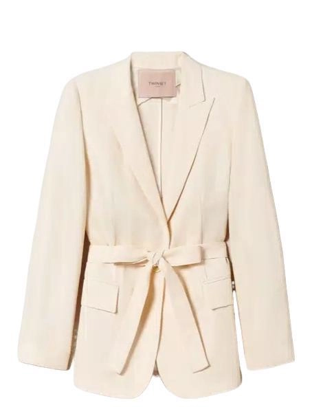 TWINSET Single-breasted Blazer With Tie Waist - Nude