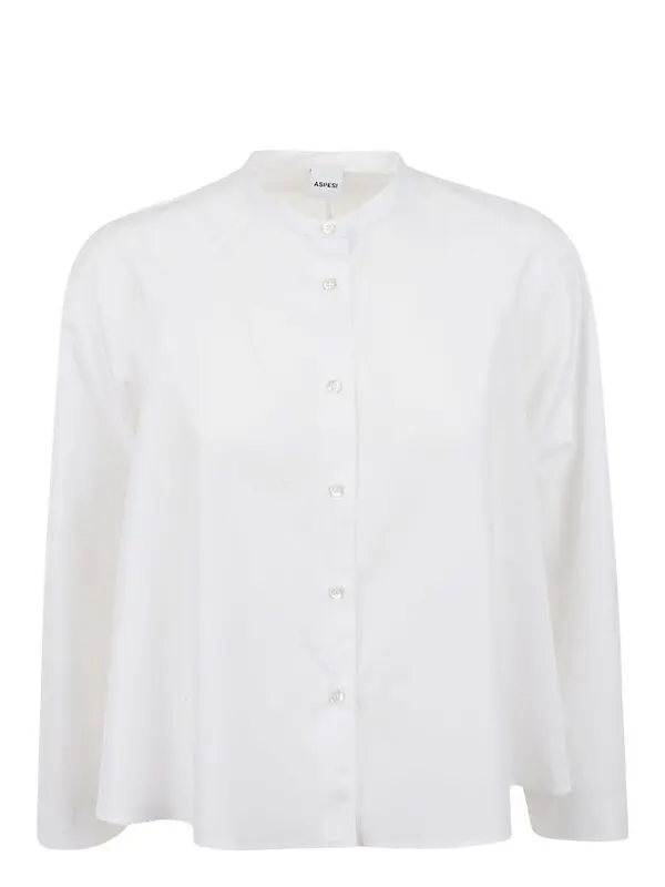 Aspesi Relaxed Stand-collar Shirt - White