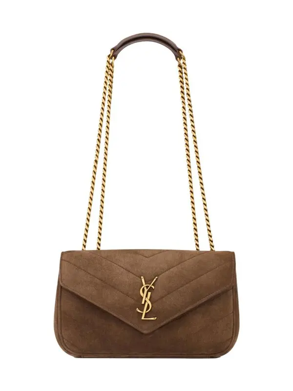 Saint Laurent Loulou Small Suede Matelass Bag - Brown