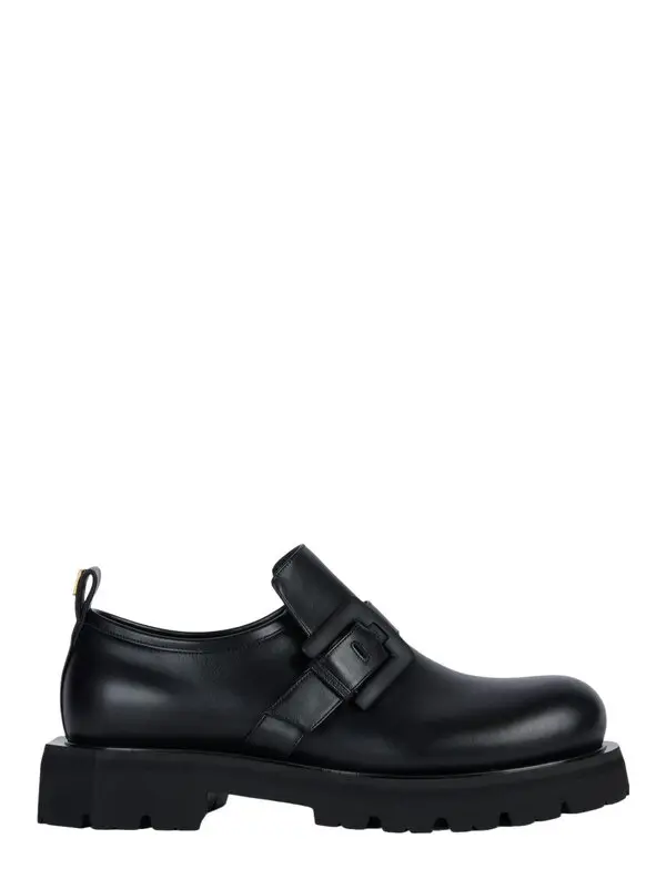 Balmain Anthem Loafers In Glazed Leather - Black