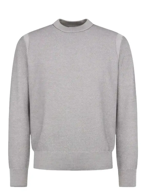 TOD'S Crew Neck Sweater With Leather Badge - Grey