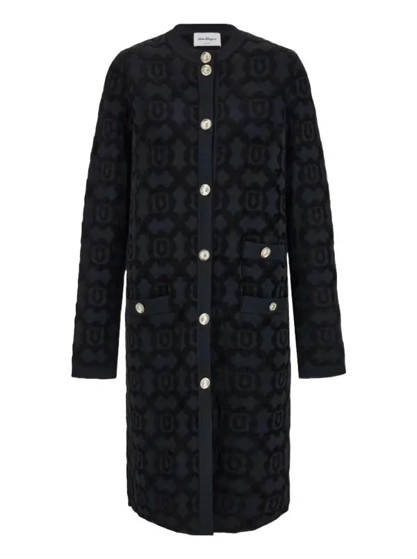 FERRAGAMO Gancio Galore Logo Coat - Black
