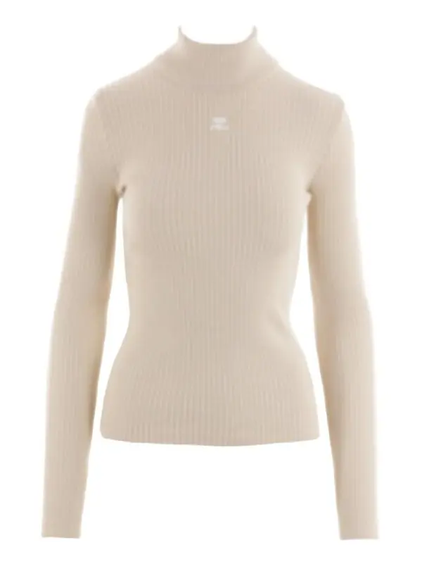 COURREGES Ribbed High Neck Jumper - Nude
