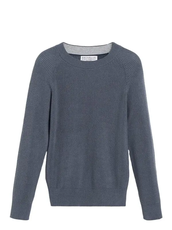 Brunello Cucinelli Cotton English-rib Sweater - Blue