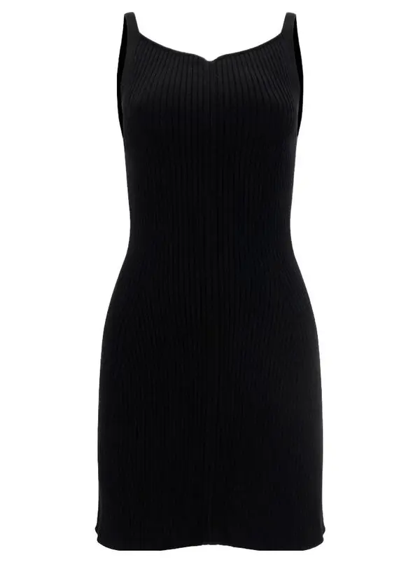 COURREGES Fitted Sweetheart-neck Mini Dress - Black