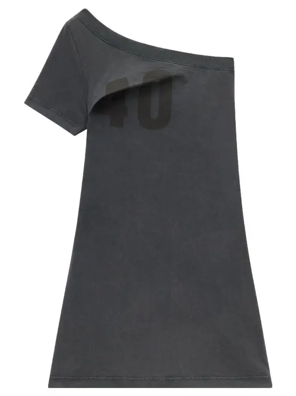 COURREGES Asymmetrical Number Print Mini Dress - Black