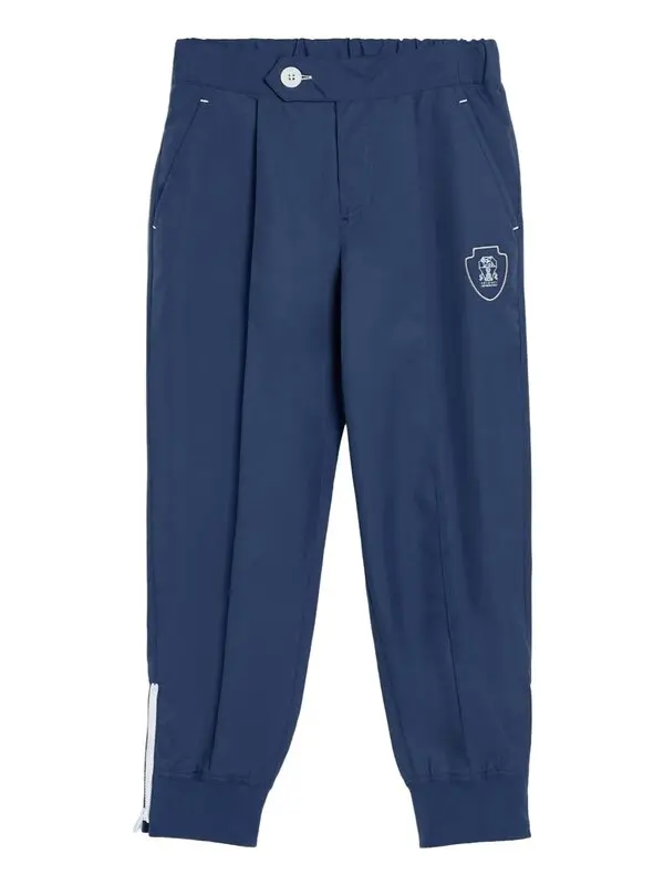 Brunello Cucinelli Logo-patch Zipped-cuff Trousers - Avio Blue