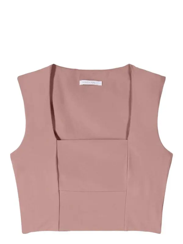 Patrizia Pepe Square Neck Cropped Sleeveless Top - Pink