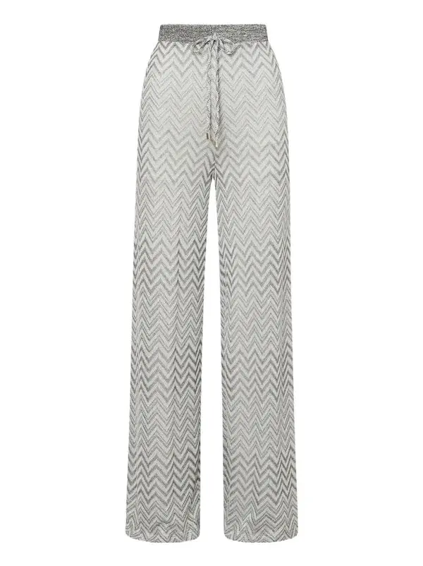 Liu Jo Metallic Herringbone Drawstring Trousers - Grey