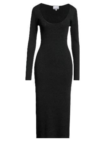 GANNI Knitted Midi Dress - Black