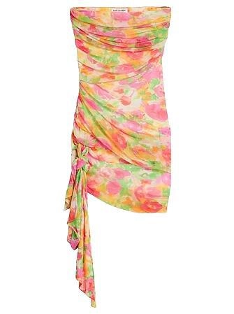 Saint Laurent Sleeveless Floral Print Asymmetrical Jersey Dress - Multicolor