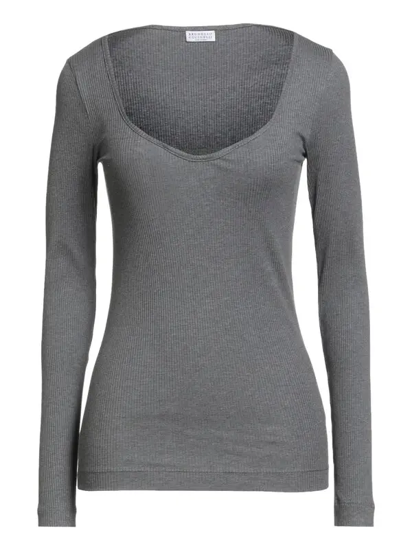 Brunello Cucinelli Stretch Knit Long Sleeve Top - No