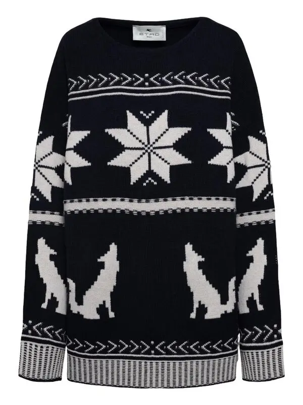 Etro Patterned Jacquard Knitted Jumper - Black