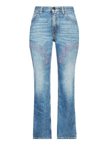 Chloé Boot-cut Denim Trousers With Embroidered Appliqués - Blue