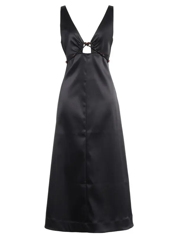 GANNI Sleeveless Maxi Dress In Satin - Black