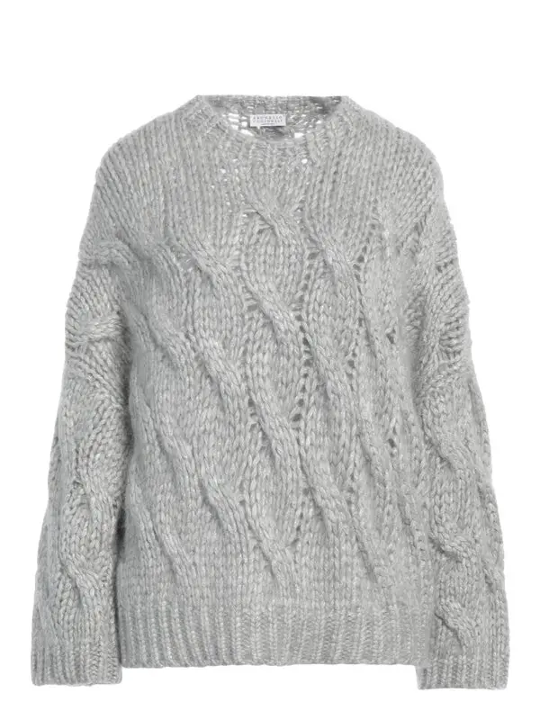 Brunello Cucinelli Cable-knit Metallic Sweater - Gray