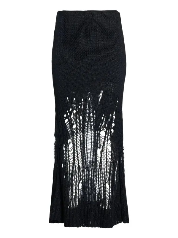 Chloé Hollow Knit Flare Skirt - Black