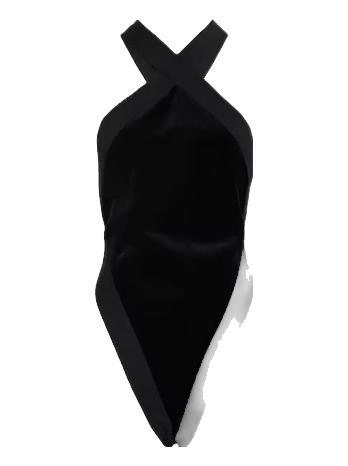 Saint Laurent Velvet Halter Sleeveless Jumpsuit - Black