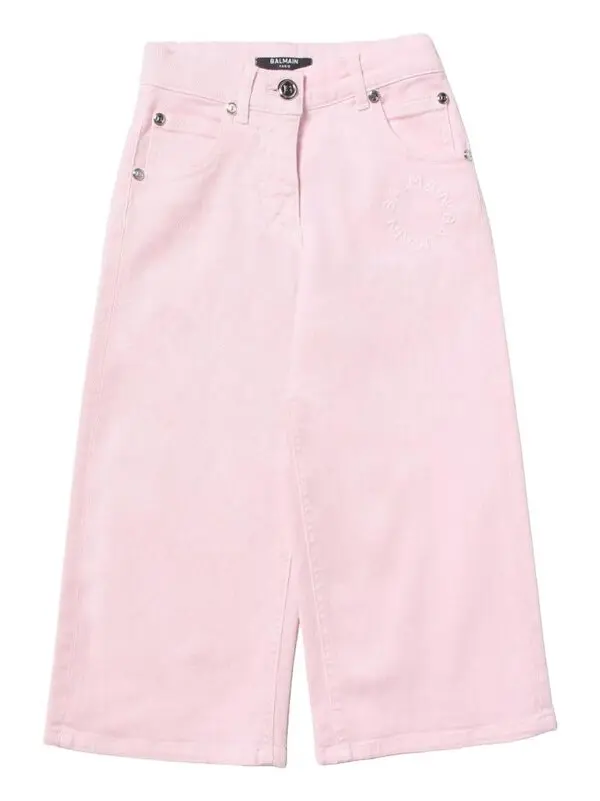 Balmain Embroidered Logo Straight Leg Trousers - Pink
