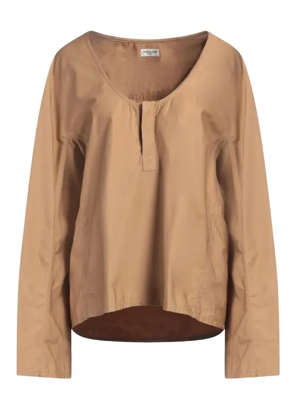 Saint Laurent Round Neck Long-sleeved Cover-up - Nude