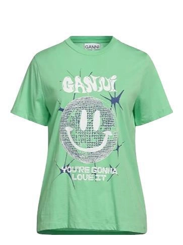 GANNI Printed Logo T-shirt - Green