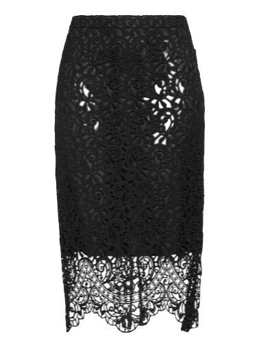 Burberry Lace Midi Skirt - Black