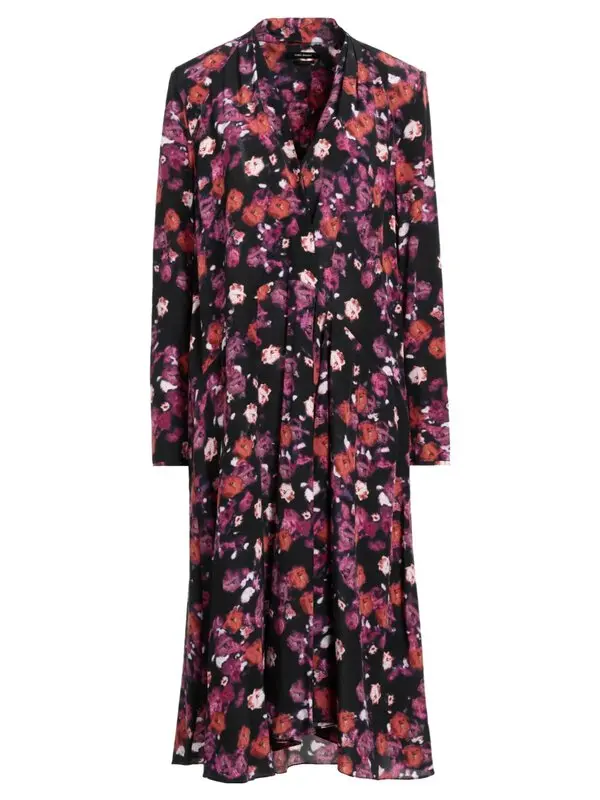 Isabel Marant Étoile Floral Print V-neck Long Sleeve Dress - Black