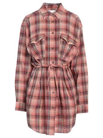 Isabel Marant Étoile Tartan Pattern Buttoned Shirt Dress - Pink
