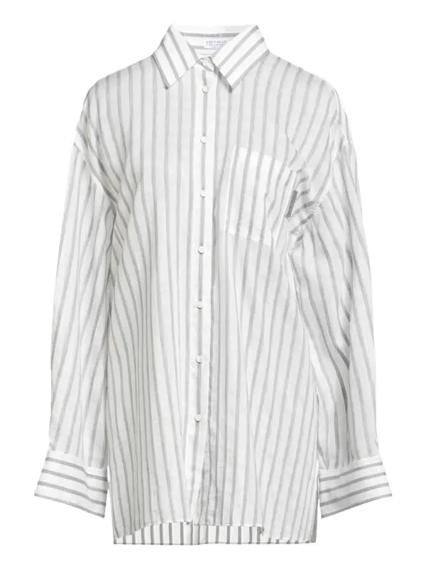 Brunello Cucinelli Striped Jacquard Shirt - White