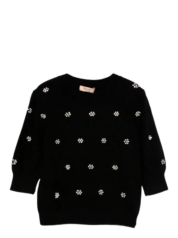 TWINSET Embellished Knit Sweater - Black