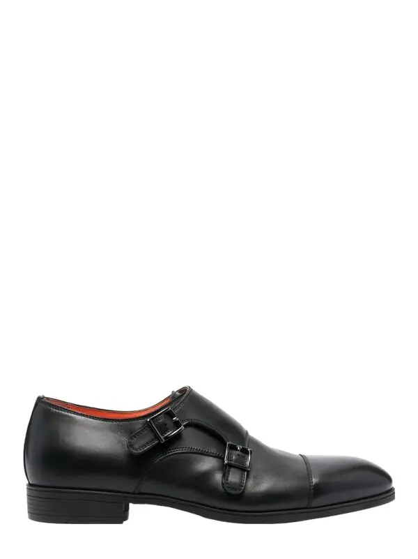 Santoni Double-buckle Monk Strap Shoes - Black