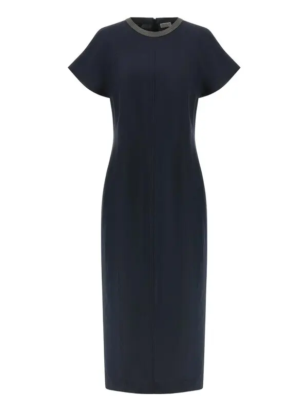 Brunello Cucinelli Monili Embellished Short Sleeve Dress - Black