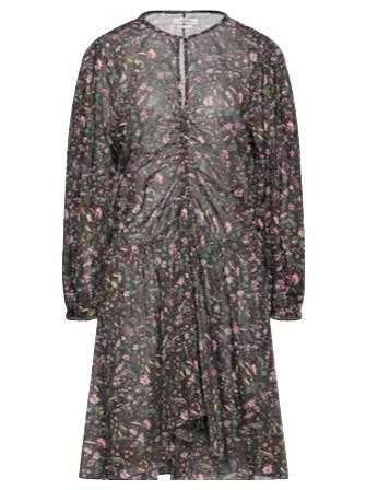 Isabel Marant Étoile Midi Dress With Floral Print And Puffed Sleeves - Black