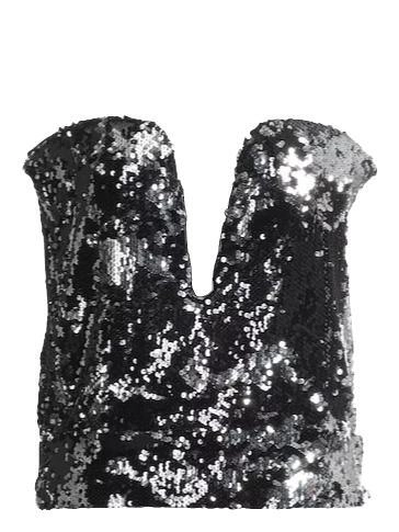 Isabel Marant Étoile Sequined Plunge Neck Sleeveless Top - Black