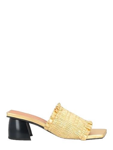 GANNI Gathered Slide Sandals With Square Heel - Nude
