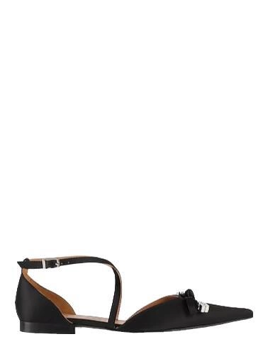 GANNI Ballet Flats With Bow Detailing And Crystal Embellishments - Black