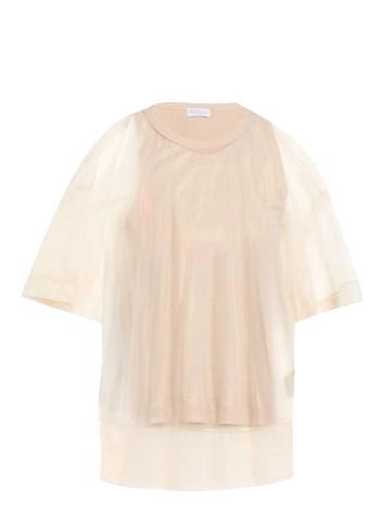 Brunello Cucinelli Sheer Organza Top With Detachable Camisole - Nude