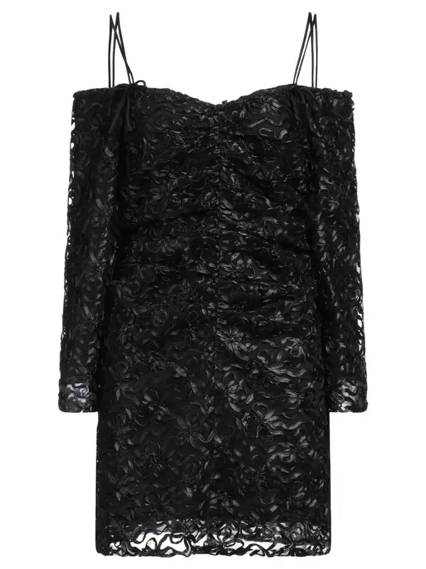 GANNI Long Sleeve Suspenders Dress - Black