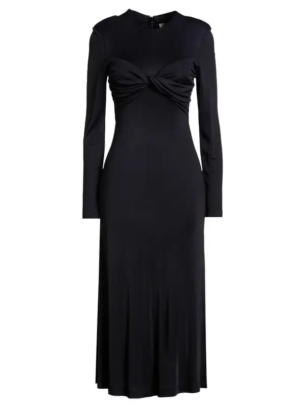 Farm Rio Long Sleeve Twisted Front Midi Dress - Black