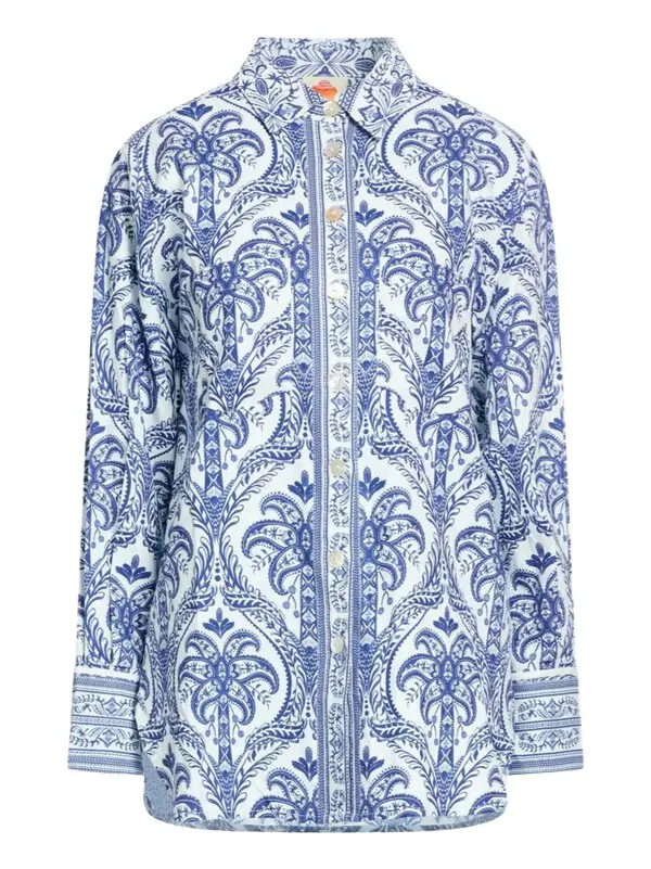 Farm Rio Paisley-print Long-sleeve Shirt - Blue