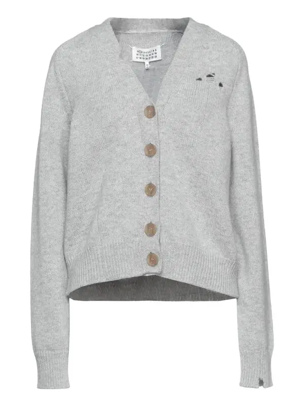 MAISON MARGIELA Long Sleeve V-neck Cardigan - Gray